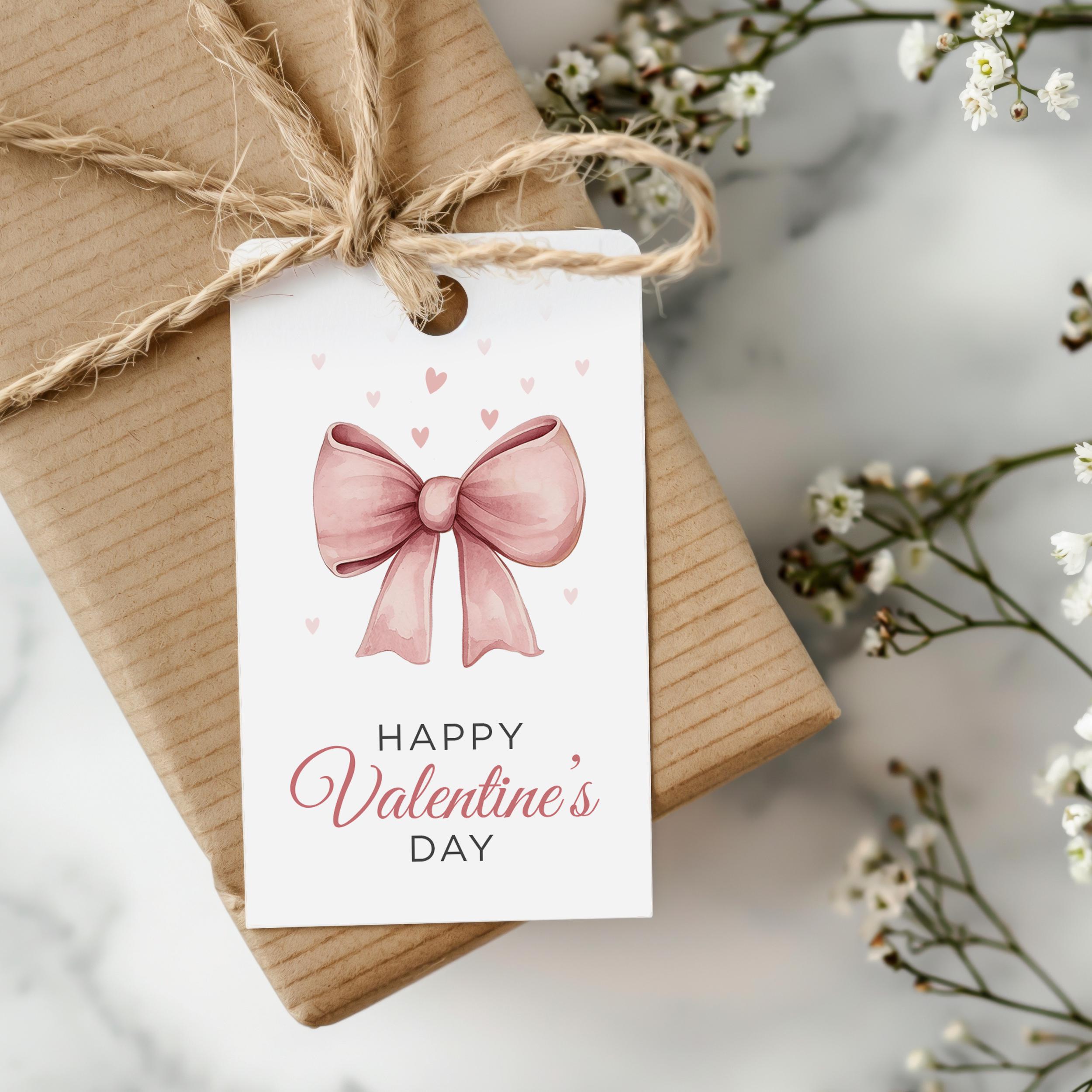 Pink Bow Valentine Gift Tag - Printable Valentine’s Day Favor for Her ...