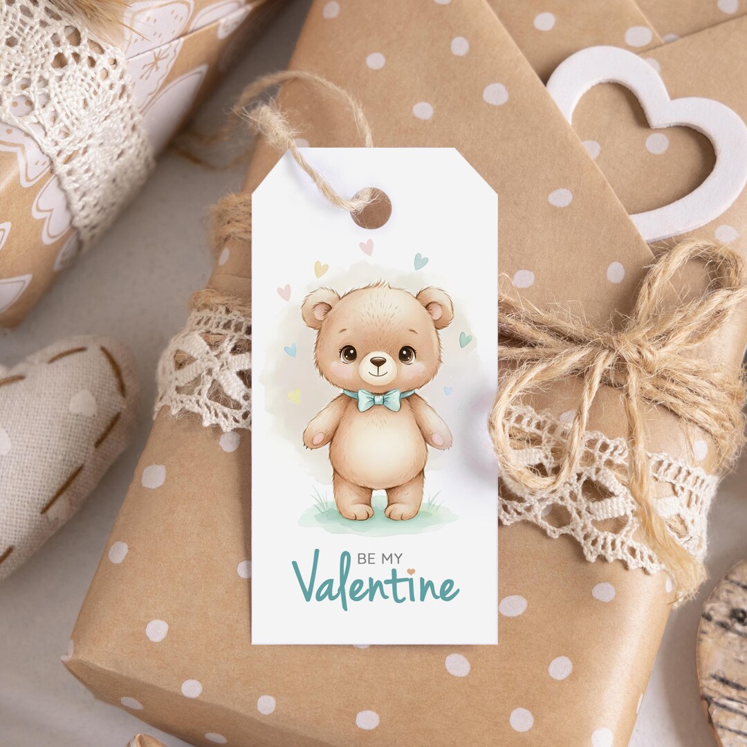 Teddy Bear Valentine Gift Tags – Printable Bear Cub Design (set of 2 ...
