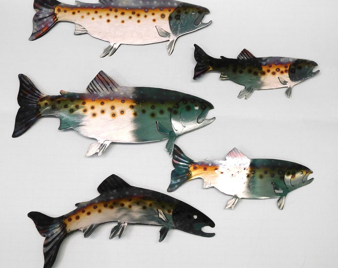 Alaska Trout Fish Steel Metal Art Wall or Fence Hangings Set Lot 5 ...