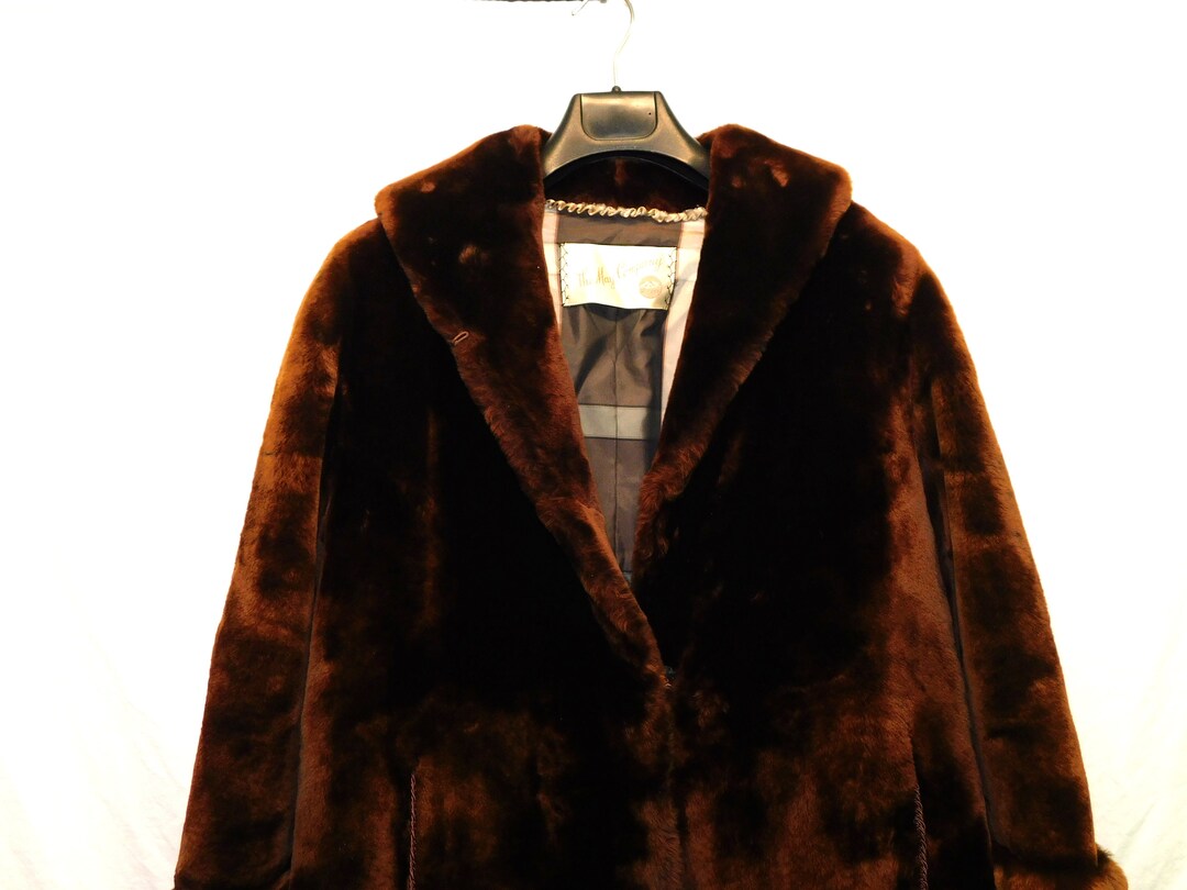Vintage May Fur Co Dark Brown Mouton Lamb Fur Coat Soft Shearling Sheep ...