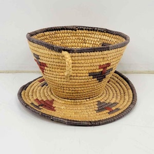Alaska Native Yupik Eskimo Basket Tea Cup Shape With Saucer and Handle ...