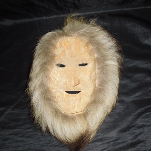 Alaska Native Eskimo Old Woman Mask Anaktuvuk Caribou Hide Fox Fur Trim ...
