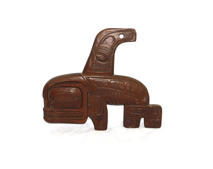 Haida Indian Formline Wood Carving Killer Whale With Man Riding Dorsal ...