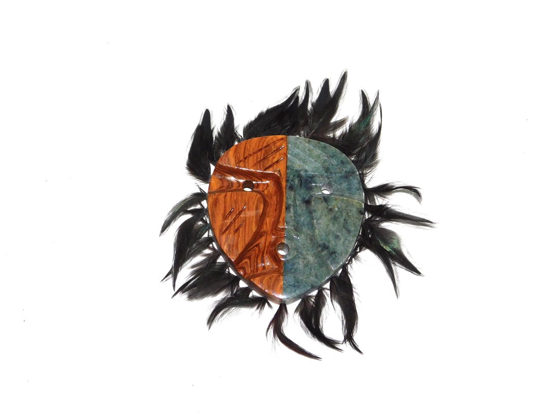 H Komakhuk Alaska Native Eskimo Spirit Mask Wood Soapstone Stone ...