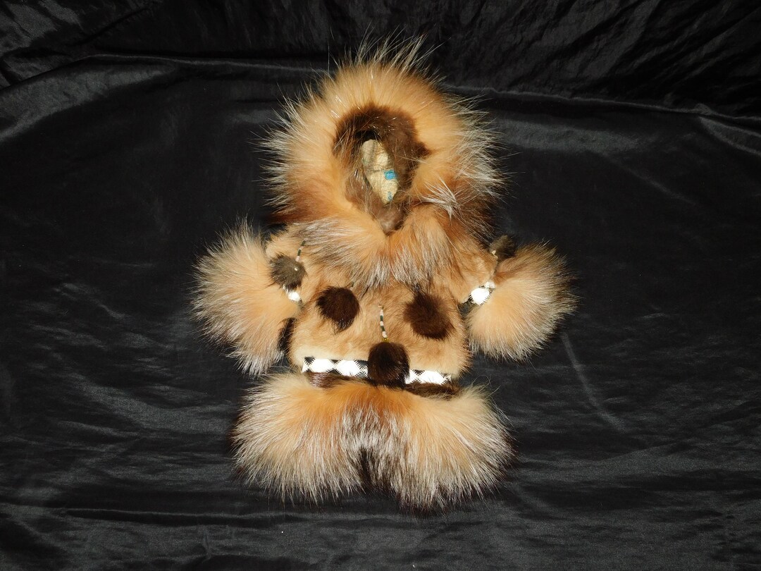 Vintage Alaska Eskimo Doll Sized Beaver Fox Fur Parka Coat Clothing ...