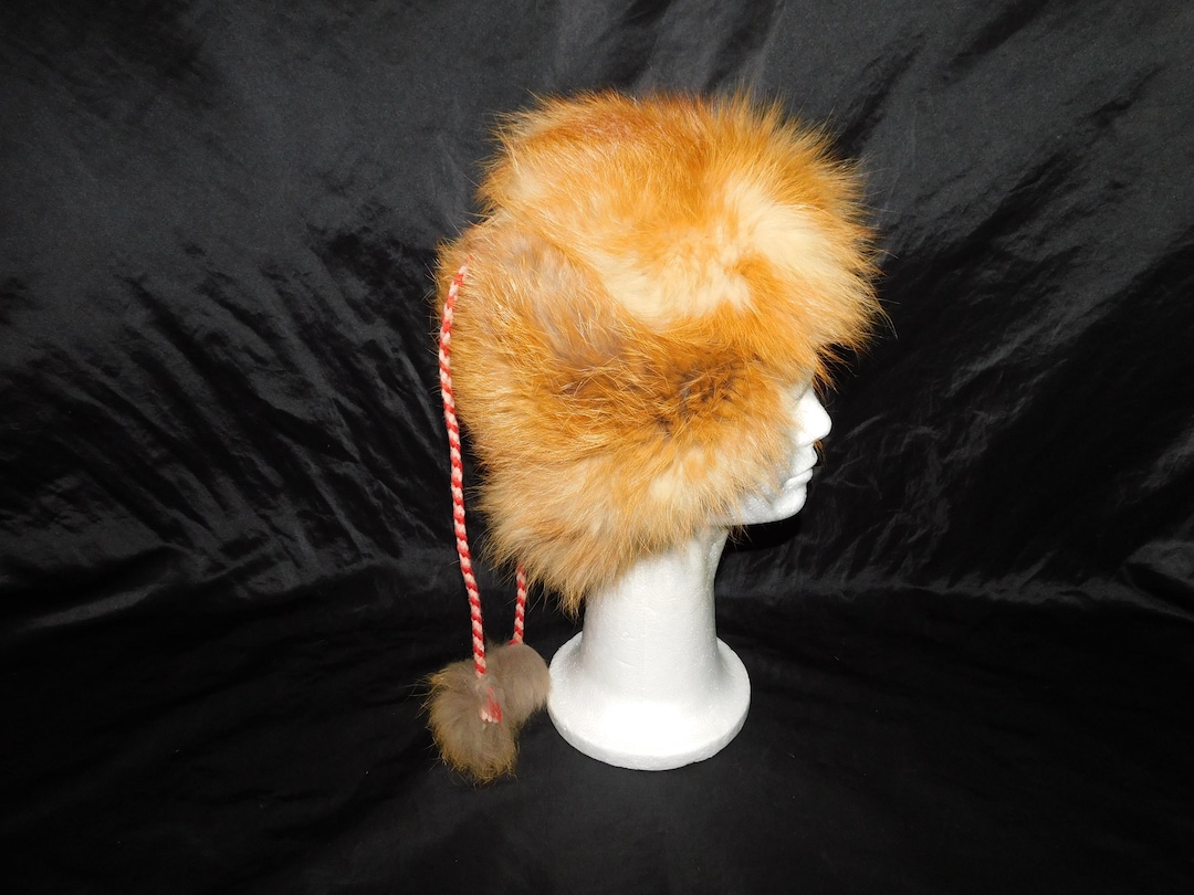 Vtg Alaska Made Red Fox Fur Trapper Hat Ear Flaps Size M L Insulated ...