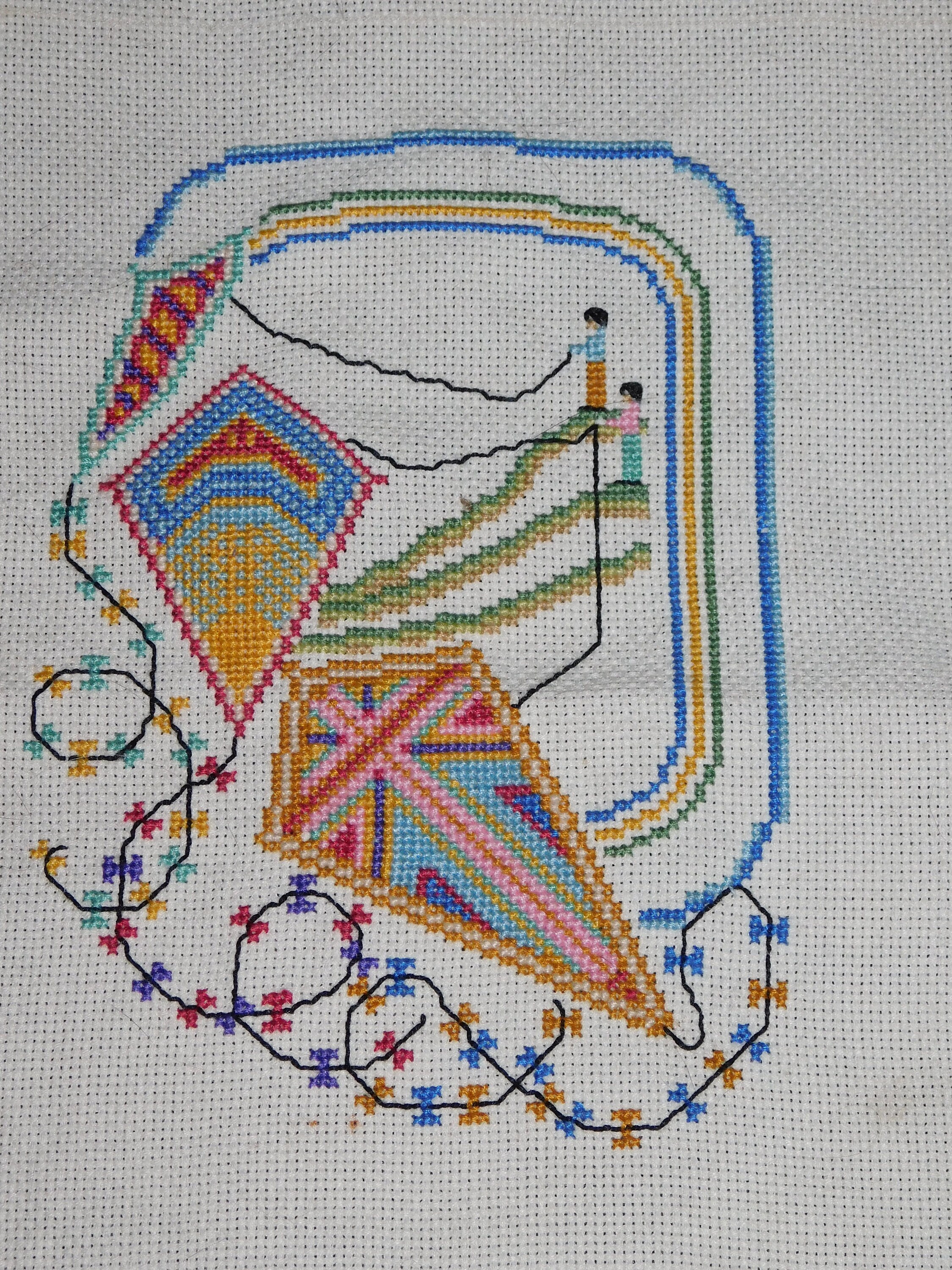 Kids Flying Colorful Kites Completed Cross Stitch Picture | Etsy