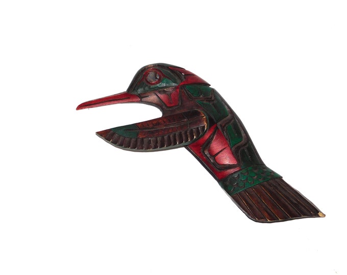 Pacific Northwest Hummingbird Formline Wood Carving Tlingit Style Red ...