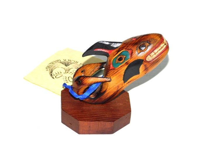 Ray Moore Alaska Black Diamond Carved Wood Killer Whale Tlingit Totem ...