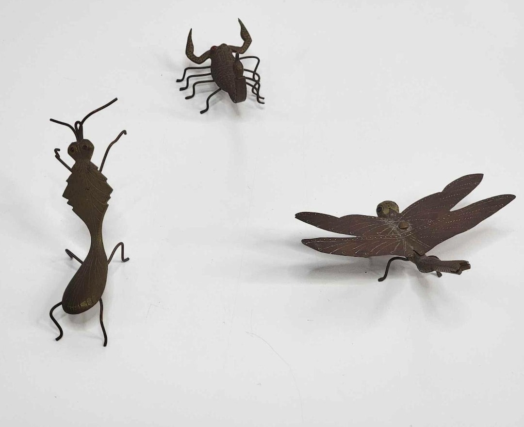 Little Brass Dragonfly Scorpion Praying Mantis Brass Bugs Bendable Legs ...