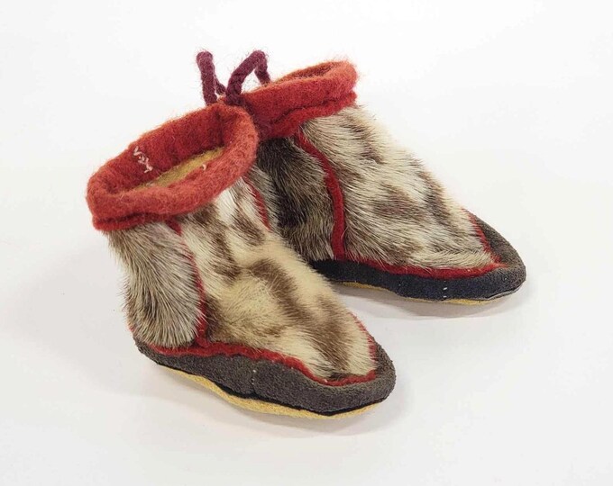 Vintage Alaska Native Eskimo Made Fur Mukluk Boot Ornaments Handmade ...