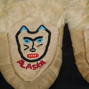 Vintage Alaska Native Made Beaded Bear Child Moccasin Slippers Leather ...
