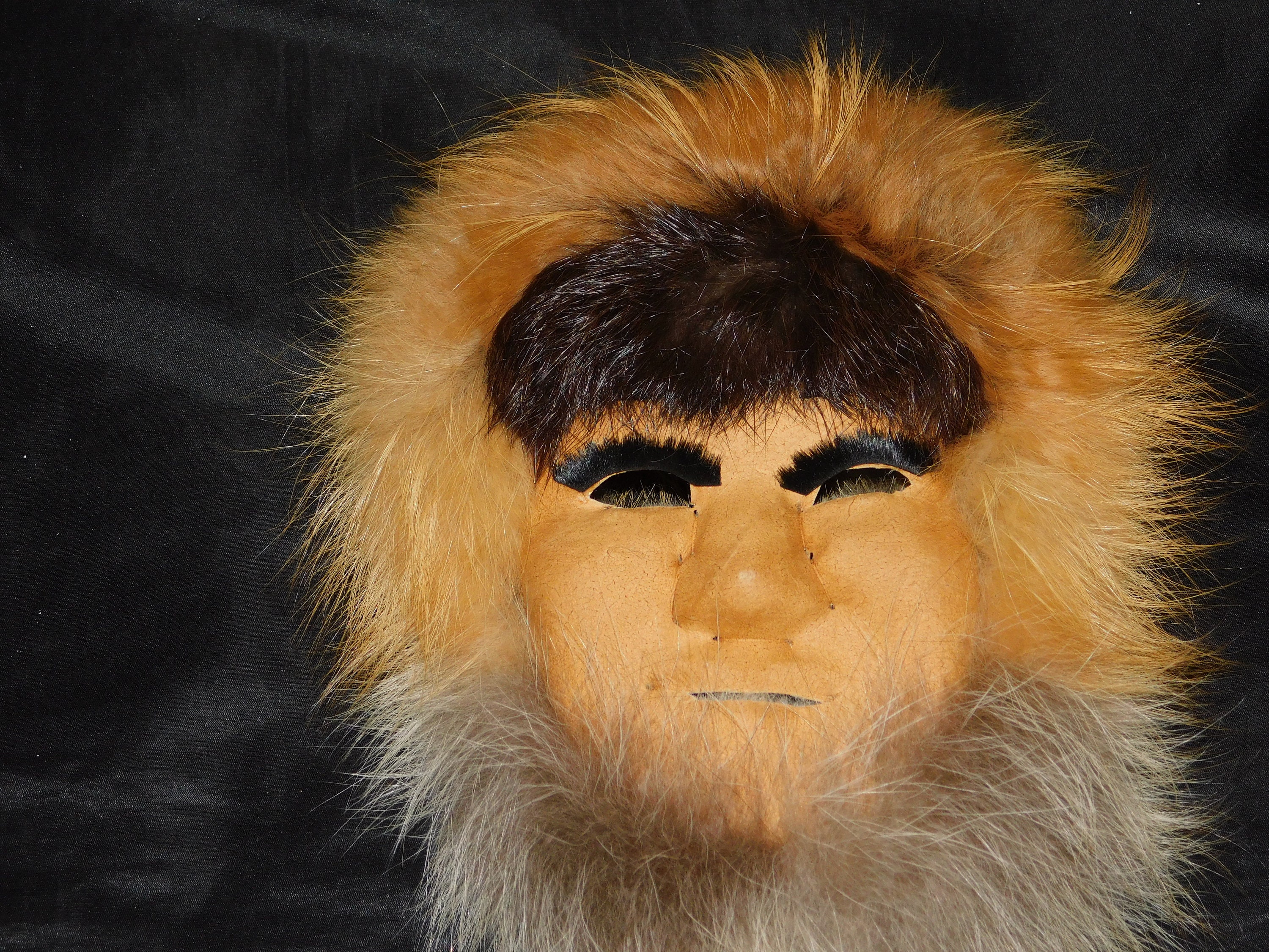 Alaska Native Eskimo Man Face Mask Anaktuvuk Caribou Hide Fox Fur Inuit ...