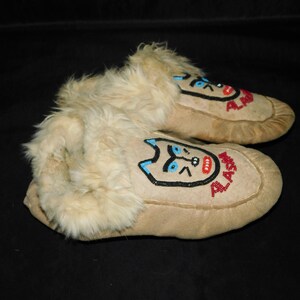 Vintage Alaska Native Made Beaded Bear Child Moccasin Slippers Leather ...