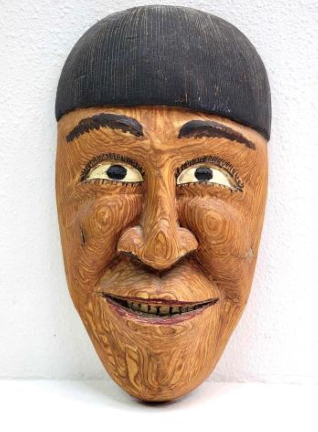 Alaska Native Eskimo Mask Wood Carving Wall Hanging Smiling Inuit Face ...
