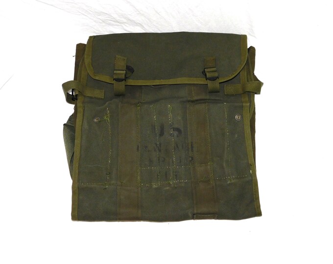 Vintage US Army Green Canvas Bag for Tentage Repair Kit Messenger ...