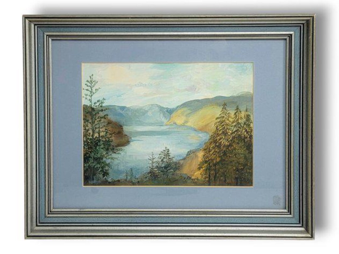 Vintage 1941 WW2 Era Alaska Landscape Painting Framed Signed Mountain ...