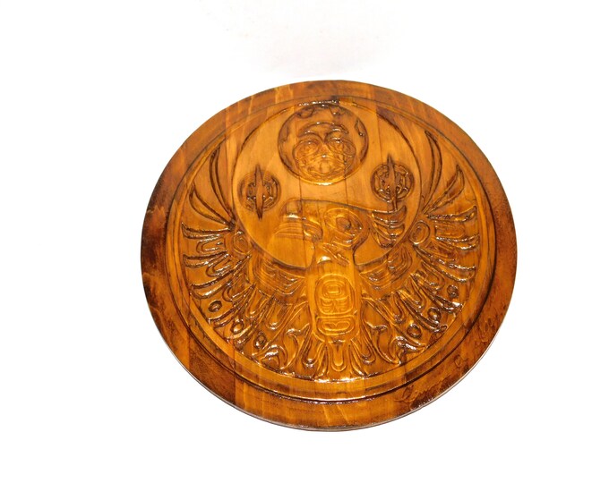 Alaska Tlingit Indian Thunderbird Moon Formline Carved Wood Wall ...
