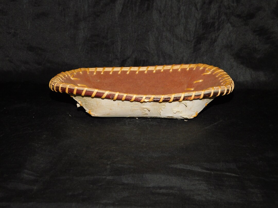 Alaska Athabaskan Indian Made Birch Bark Basket Spruce Root Stitching 9 ...