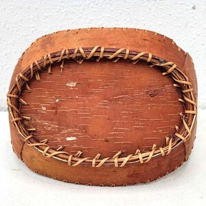 Alaska Native Made Birch Bark Brown Wood Basket Top Handle Spruce Root ...