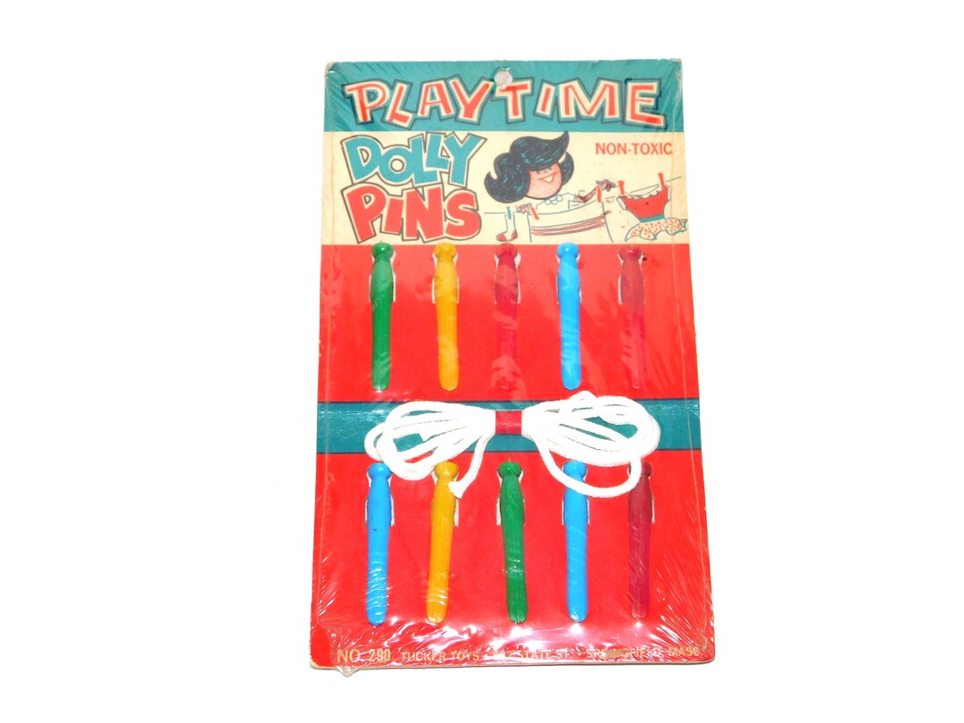 Vintage 1970s Tucker Toys Play Time Dolly Pins Plastic Clothespins ...