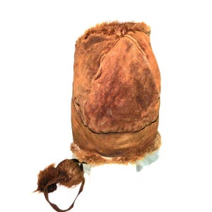 Vintage Alaska Brown Beaver Fur Suede Leather Trapper Hat XL Woman ...