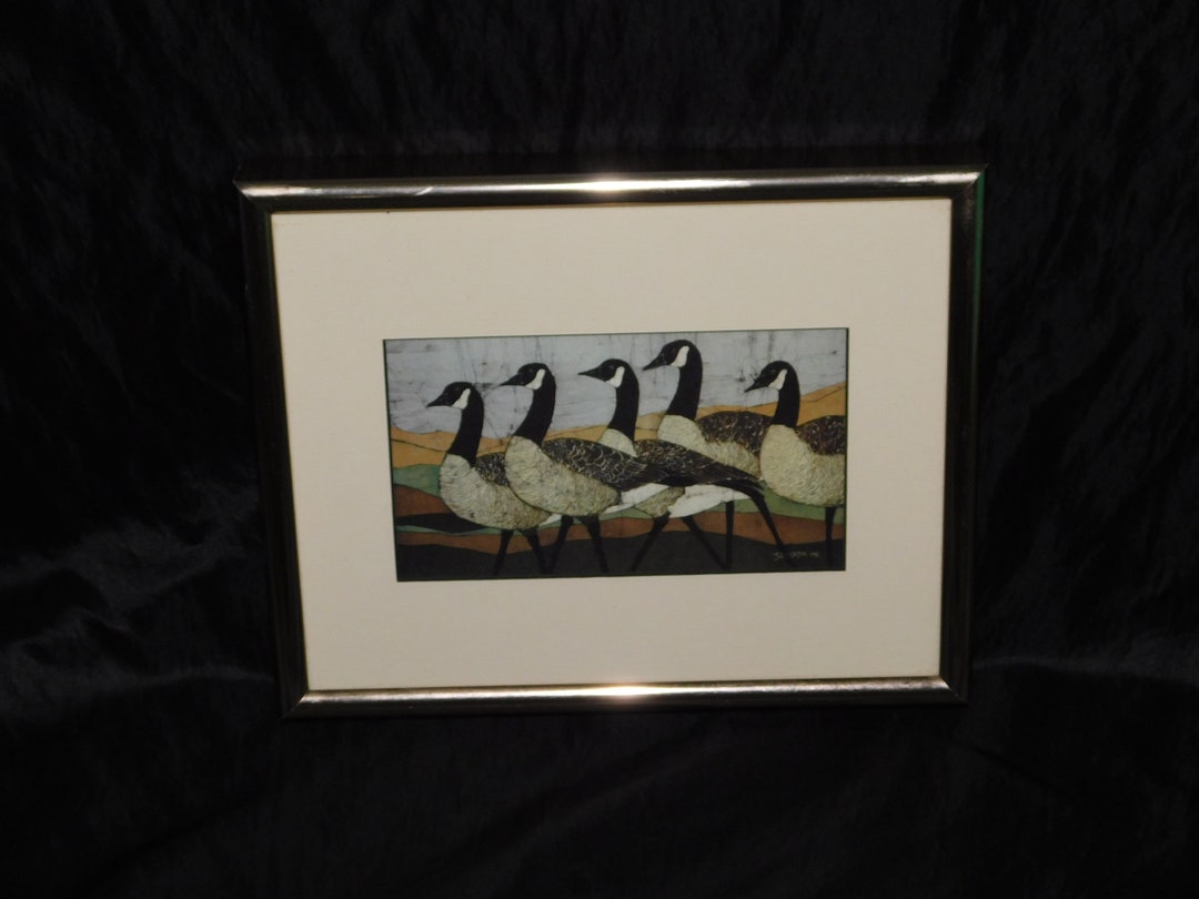 J B Munger Alaska Canada Goose Art Print 1982 Walking Flock Geese Brown ...