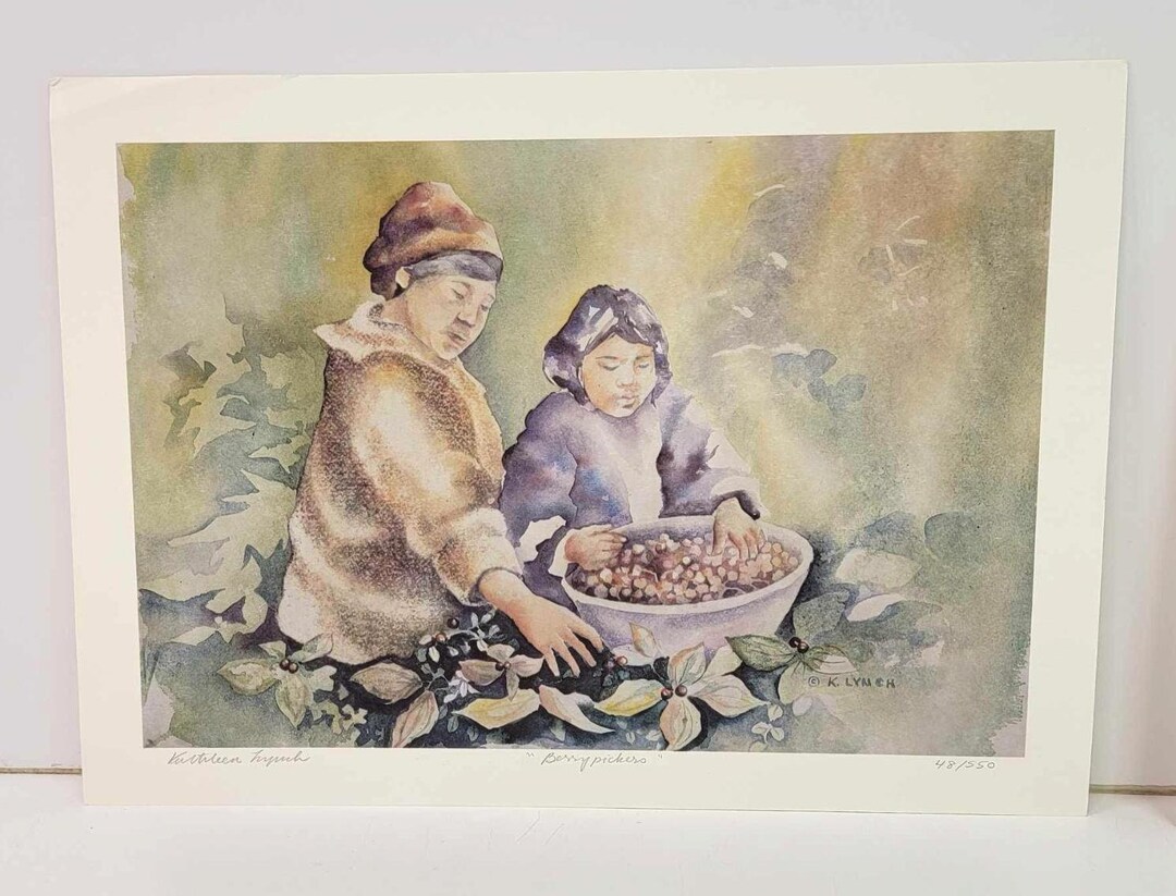 Alaska Native Eskimo Wild Berry Pickers Art Print Kathleen Lynch Signed ...