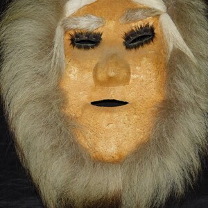 Alaska Native Eskimo Old Woman Mask Anaktuvuk Caribou Hide Fox Fur Trim ...