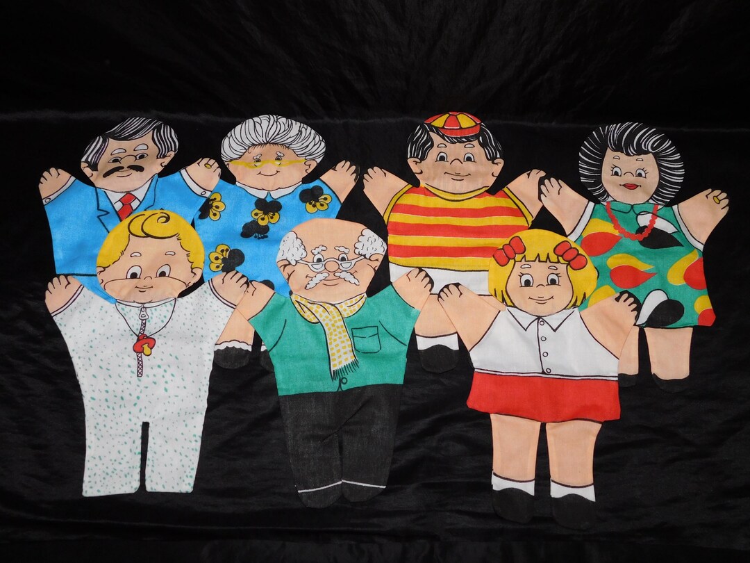 Lot 7 Family Fabric Hand Puppets Dexter Educational Toys Mother Father ...