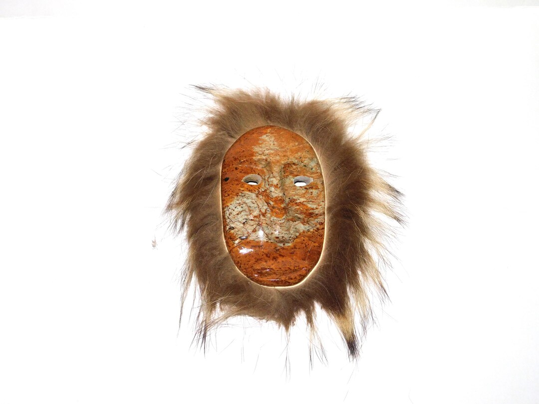 Michael Scott Alaska Brown Gray Soapstone Carved Face Mask Wall Hanging ...