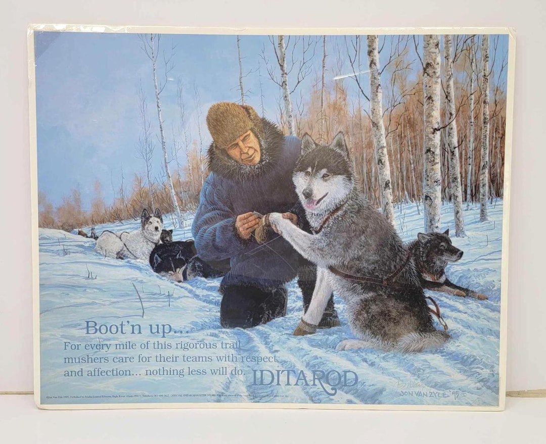 1995 Alaska Iditarod Jon Van Zyle Art Print Signed Poster Boot'n up ...
