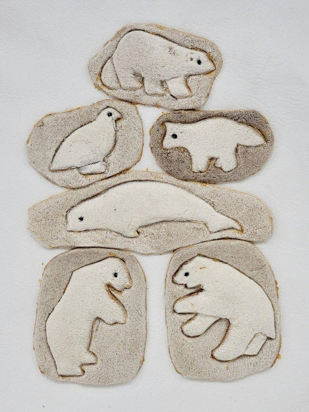 Inuit Made Set 6 Shaved Caribou Reindeer Fur Animal Patches Polar Bears ...