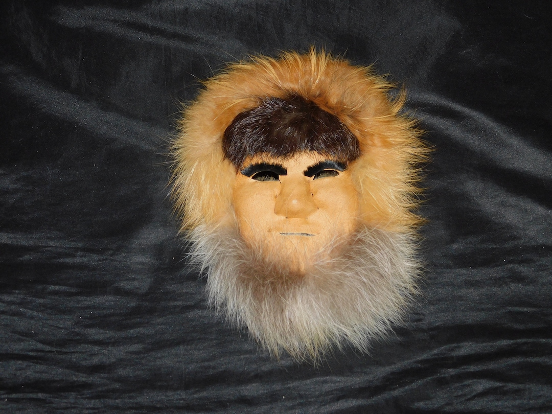 Alaska Native Eskimo Man Face Mask Anaktuvuk Caribou Hide Fox Fur Inuit ...