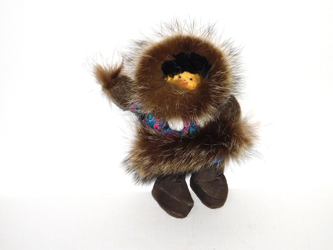Alaska Native Eskimo Made Doll Plush Toy Purple Kuspuk Real Beaver Fur ...