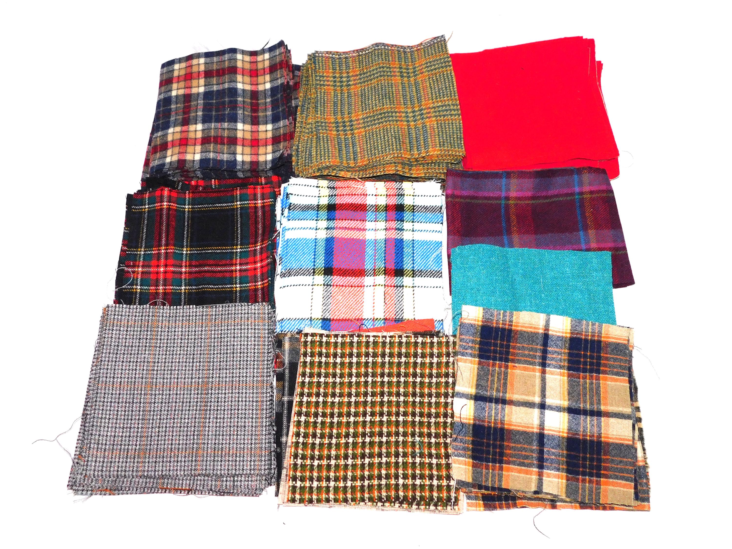 Lot Vintage Wool Fabric Squares 7" Blocks Green Red Blue Brown Solid ...