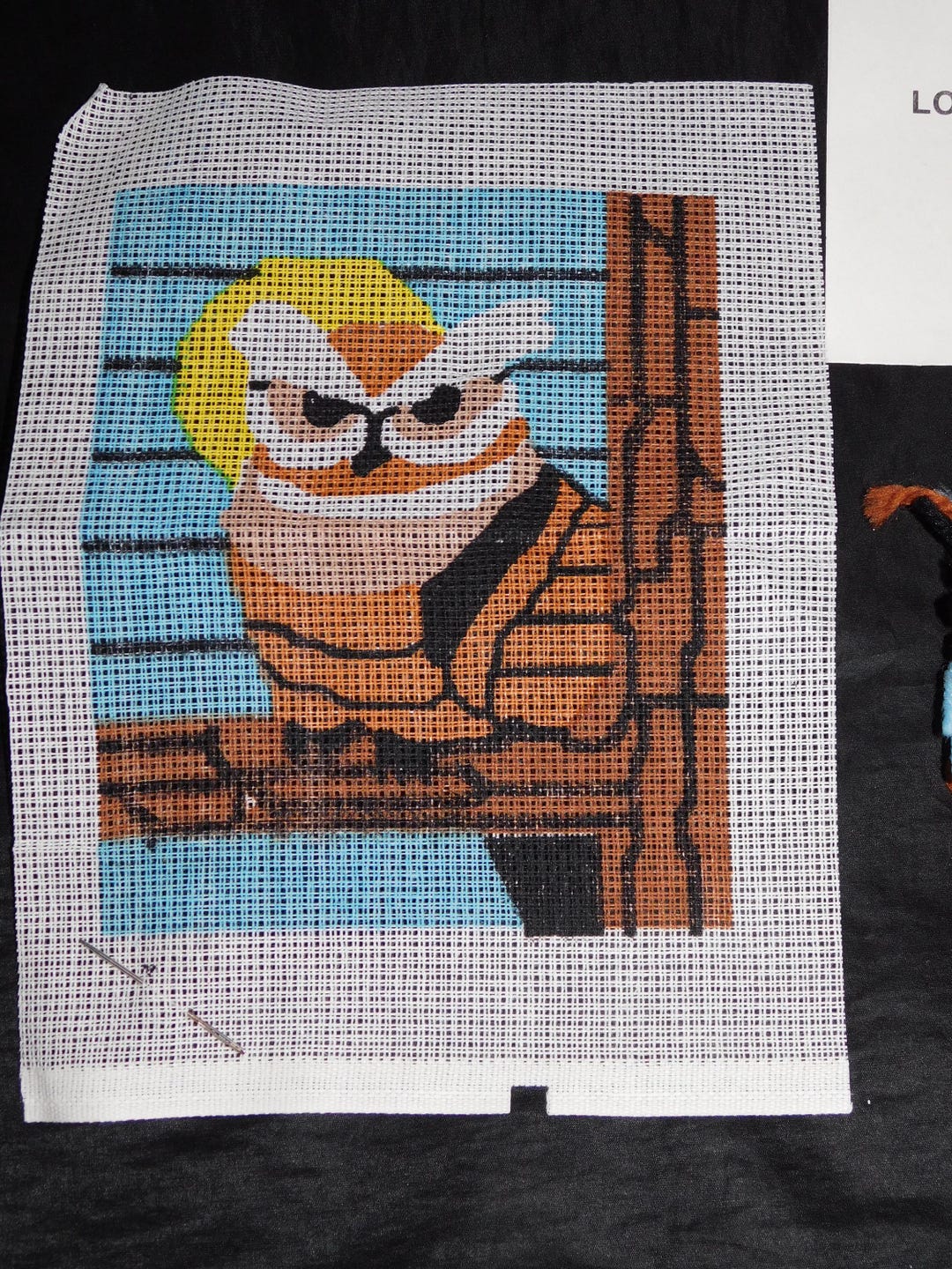 Vintage Owl Needlepoint Kit Blue Sky Full Moon Sitting in Tree ...