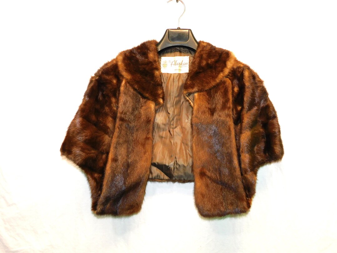 Vintage Alaskan Fur Co Houston Dark Brown Mink Fur Stole Cape Coat ...