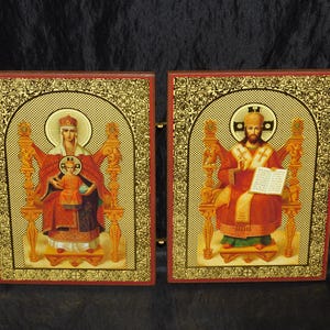 Russian Orthodox Christian Icon Christ Enthroned Virgin Mary Folding ...