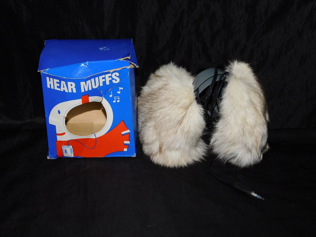 Vintage 80s White Fox Fur Hear Ear Muffs With Earphone Jack for ...