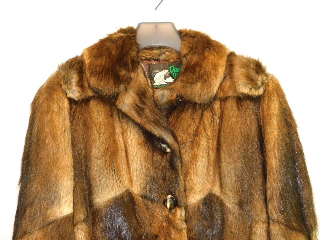Vintage David Green Alaska Size S Beaver Fur Patchwork Coat Button ...