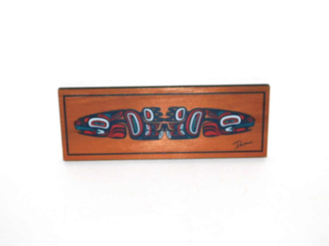 Vintage Alaska Formline Painting Salmon Fish Wood Wall Hanging Daltrice ...