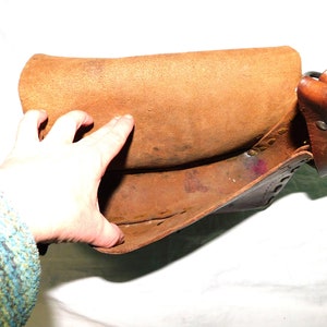 Vintage 70s Hand Tooled Brown Leather Purse Mushrooms Flowers ...