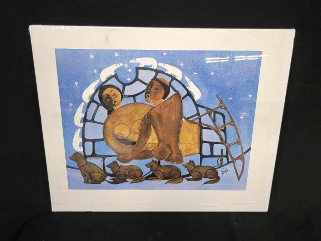 Anna Huong Alaska Art Print Night Under the Igloo 1982 Sled Dogs Polar ...