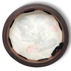 Tlingit Alaska Native Wolf Drum Formline Painting on Hide Wood Frame ...