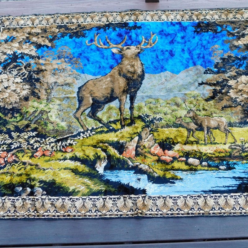 Vintage 70s Deer Rug - Etsy