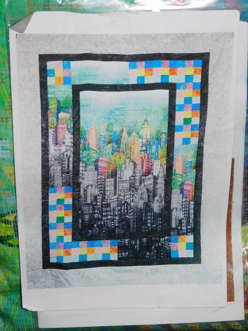 City Skylines Spotlight Wall Quilt Kit With Printed Center Fabric Panel ...