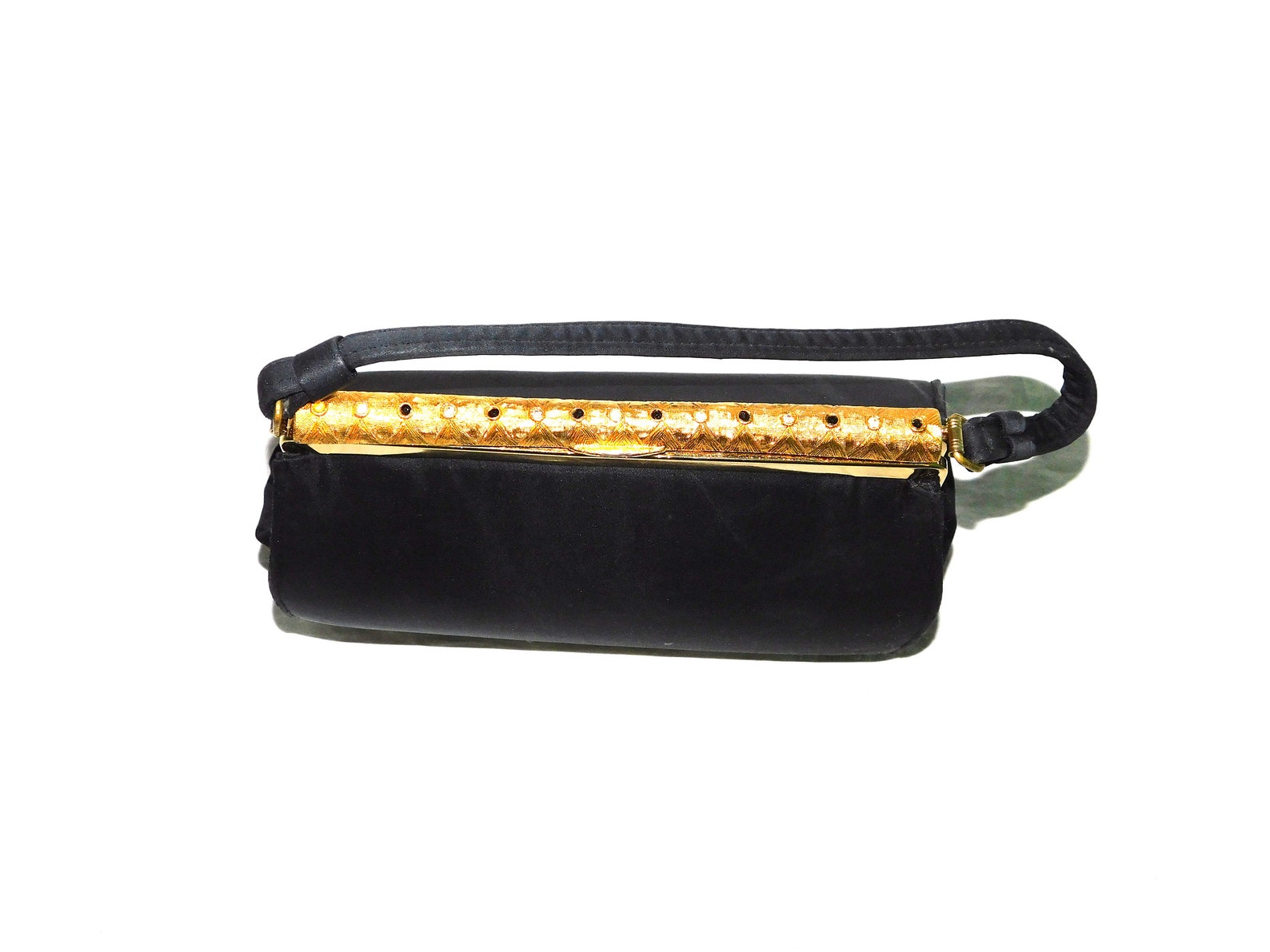 Vtg 60s After Five Black Satin Fabric Purse Gold Tone Clasp - Etsy