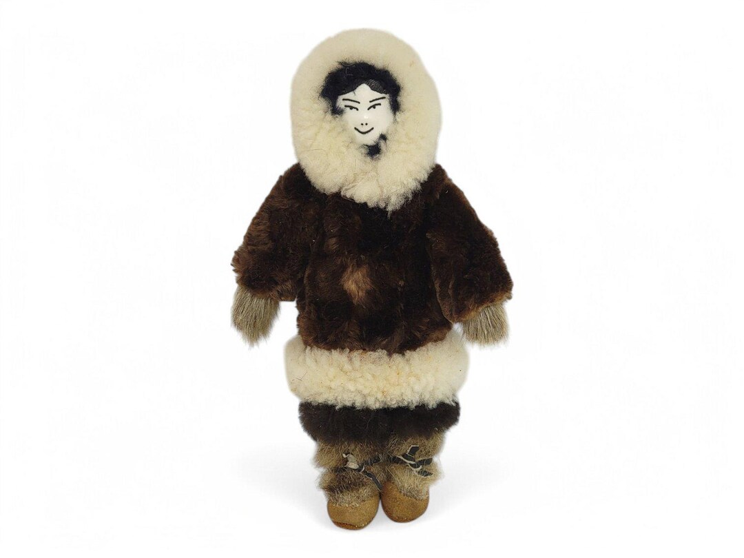 Vintage Alaska Native Eskimo Doll Dark Brown Beaver Fur Parka Clothes ...