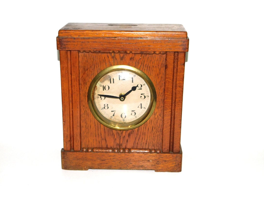 Antique Danish Wood Mantle Clock Dansk Spare Selskab Denmark Savings ...
